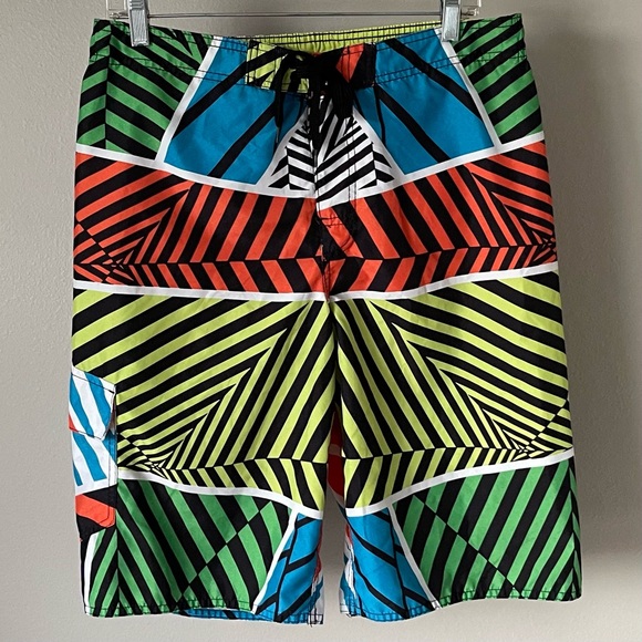 Hang Ten | Swim | Hang Ten Board Shorts Abstractgeometric Pattern Size ...